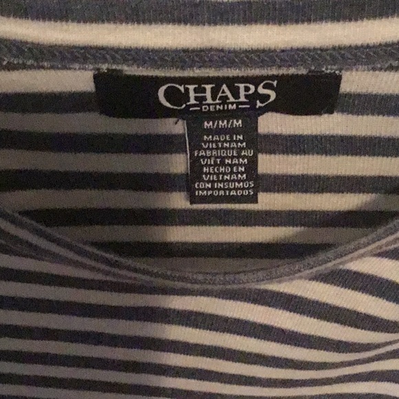 Chaps | Tops | Nwot Tags Chaps Denim Tee M Navy White Striped | Poshmark